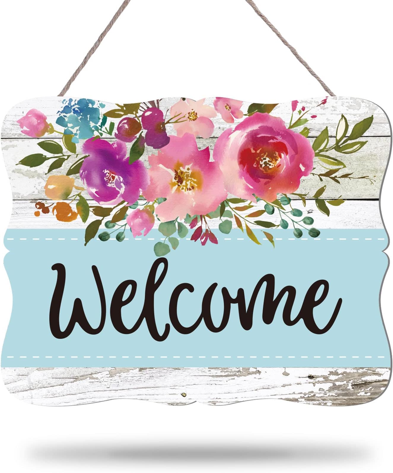 Amazon.com : Welcome Wooden Sign for Front Door Wooden Hanger Sign ...