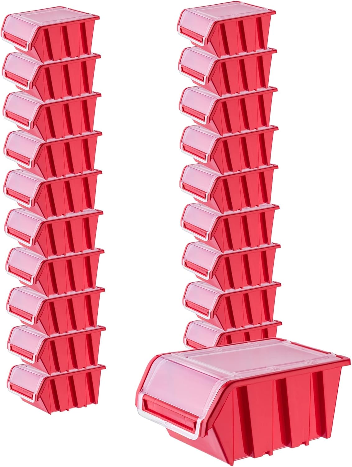 KADAX Stapelkiste mit Deckel, Lagerbox aus PP Kunststoff, Sichtlagerbox ...