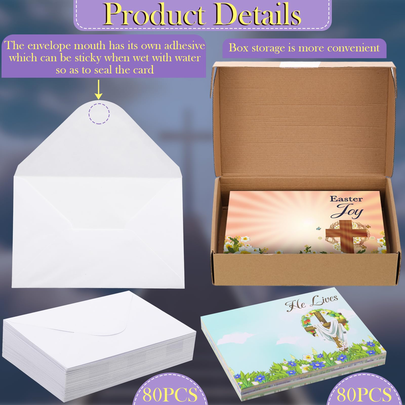 Snapklik.com : Cholemy 80 Sets Religious Easter Cards Bulk