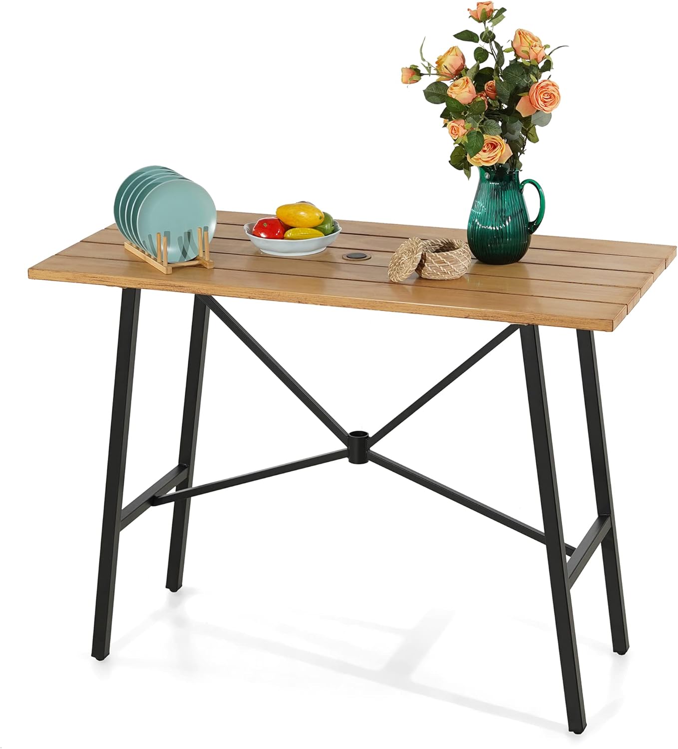 Amazon.com: Sophia & William Outdoor Patio Bar Table Metal, Rectangular ...