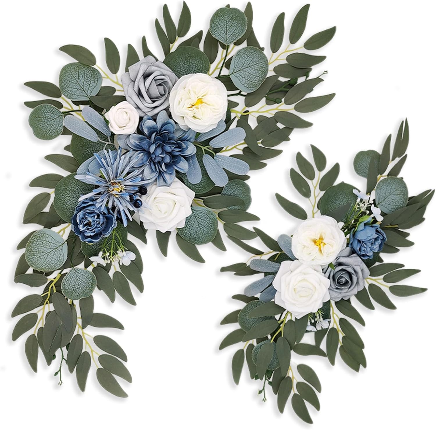 Amazon.com: ZEBMOON Blue White Wedding Arch Flowers, Faux Flower Swag ...