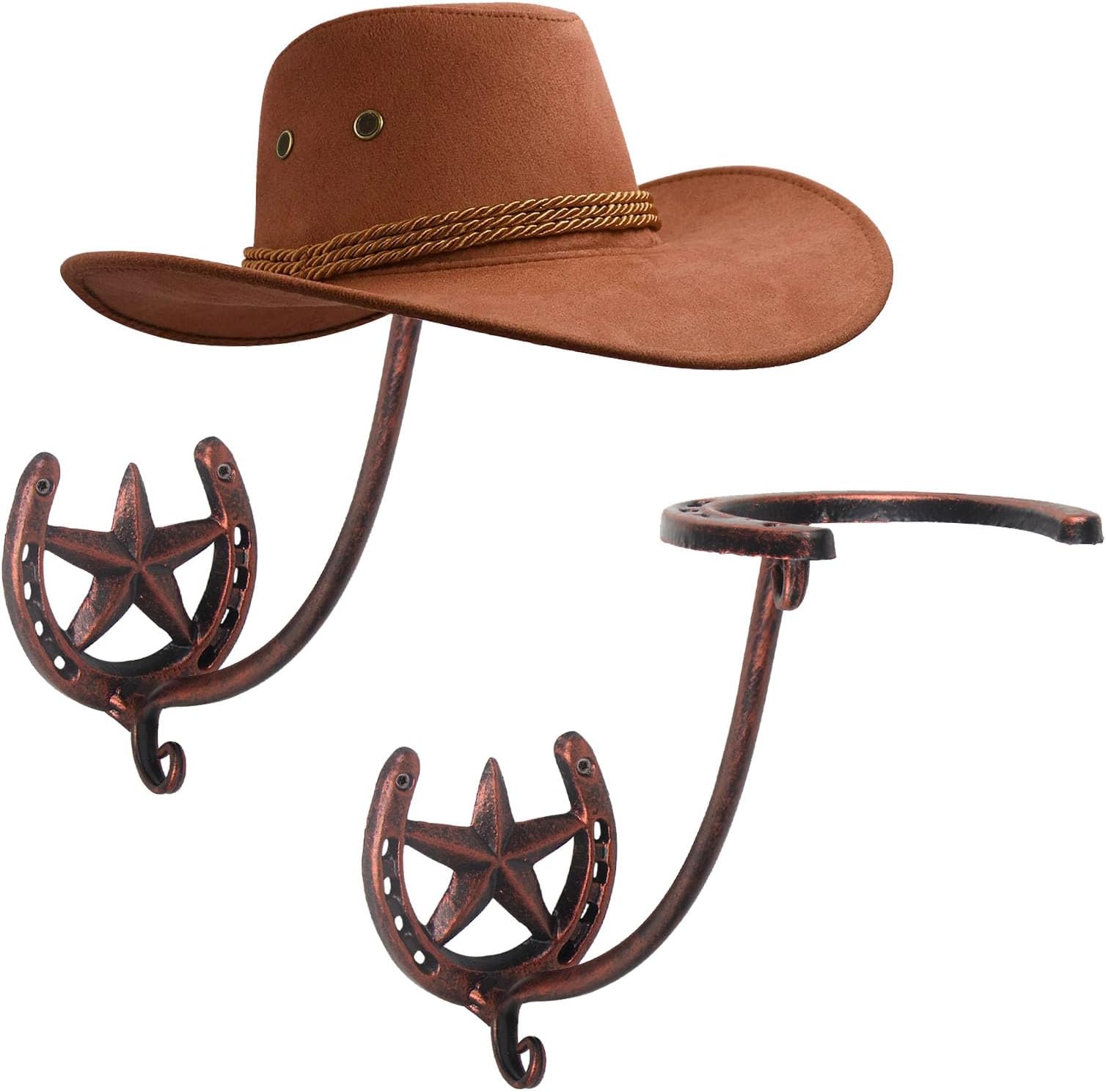 Amazon.com: Kilarero Cowboy Hat Rack, 2 Pack Rustic Metal Cowboy Hat ...
