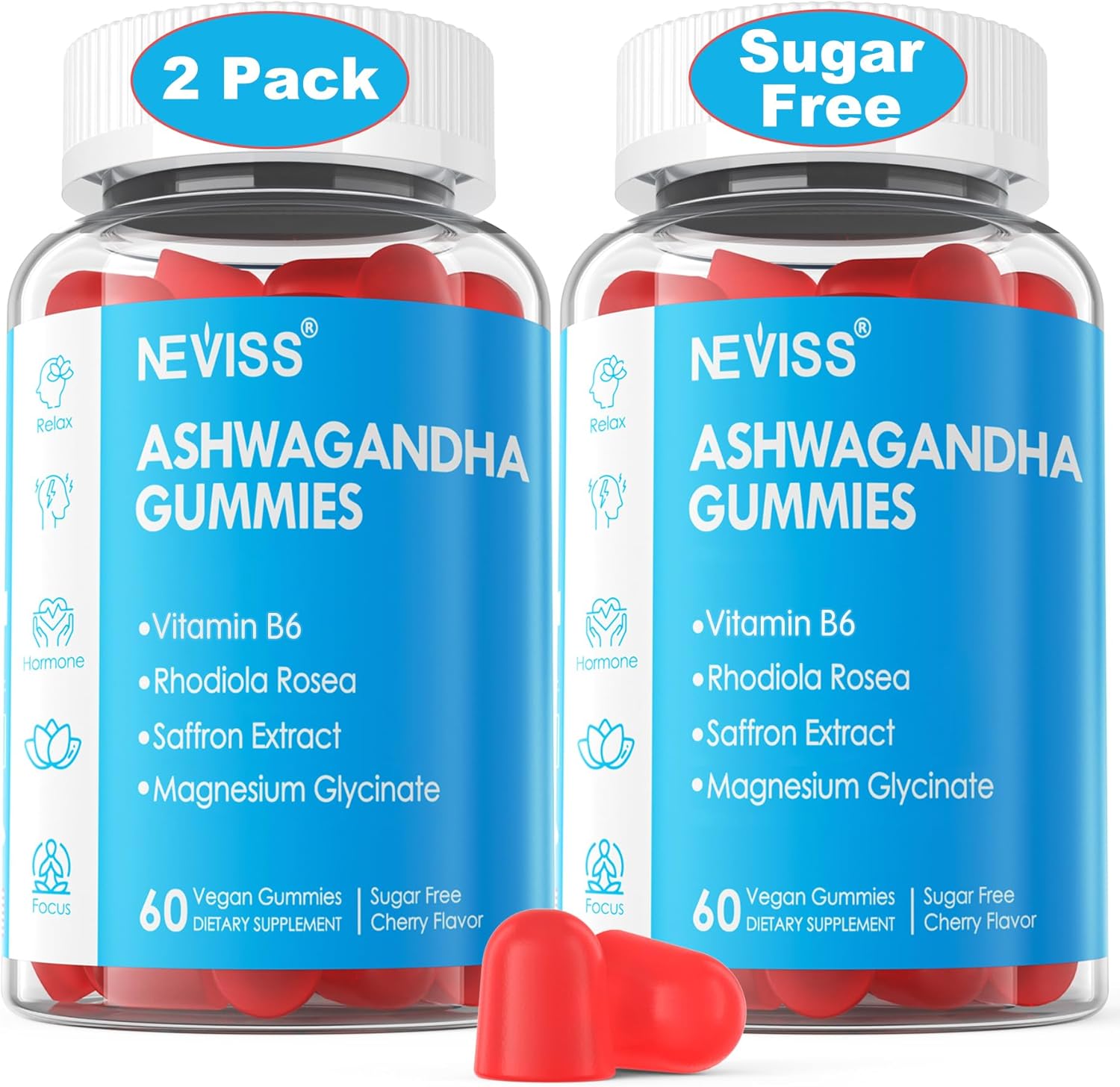 Amazon.com: NEVISS Ashwagandha Gummies, Magnesium Glycinate Gummies ...
