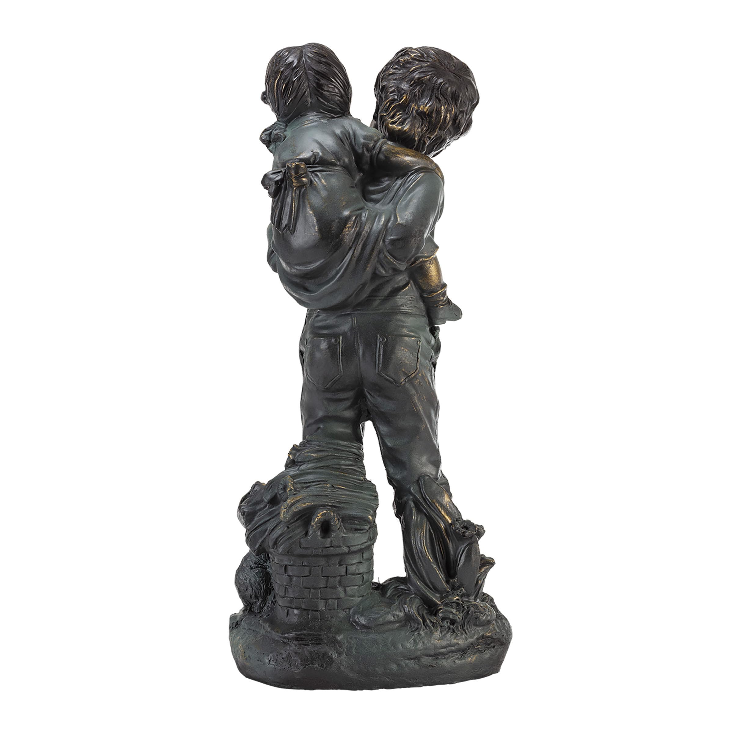 Snapklik.com : 16" Tall Indoor/Outdoor Patina Finish Piggyback Kids ...