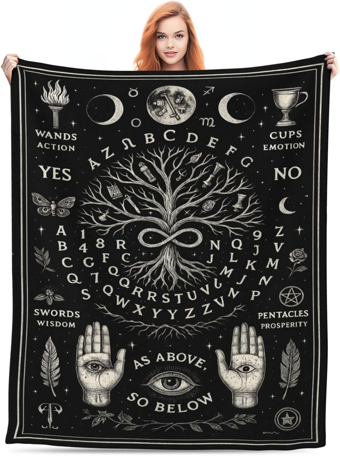 Amazon.com: Spirit Board Blanket - Gothic Witchy Throw Blanket 60"x50 ...