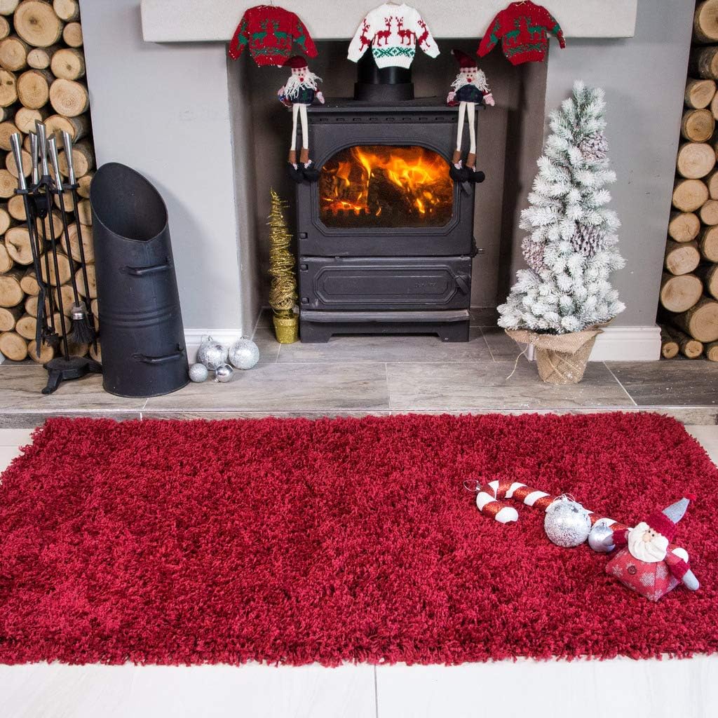 Ontario Wine Red Fireside Fireplace Mantelpiece Hearth Shaggy Shag ...