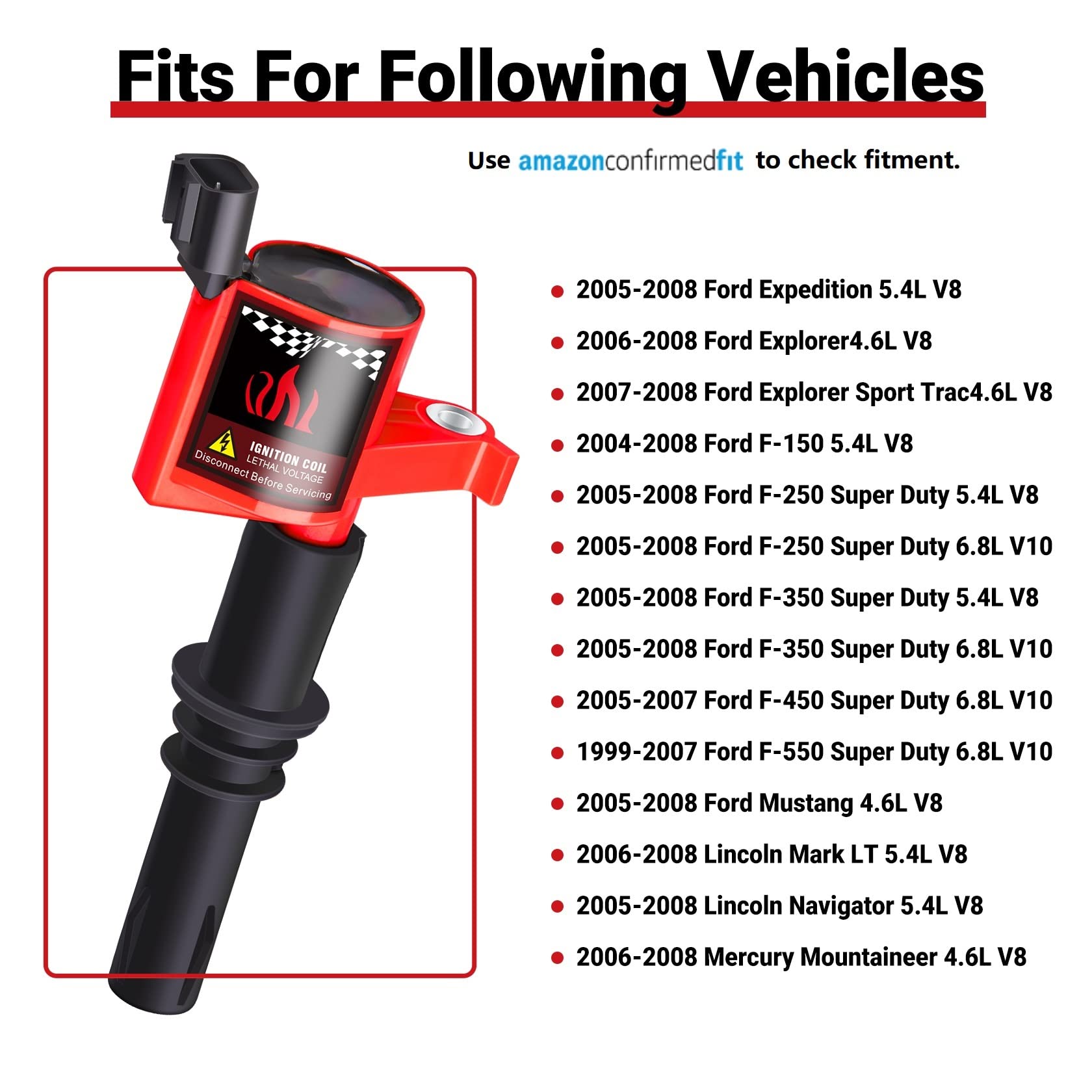 CarBole DG511 Ignition Coils Compatible with 1999-2008 Ford F250 F350 ...