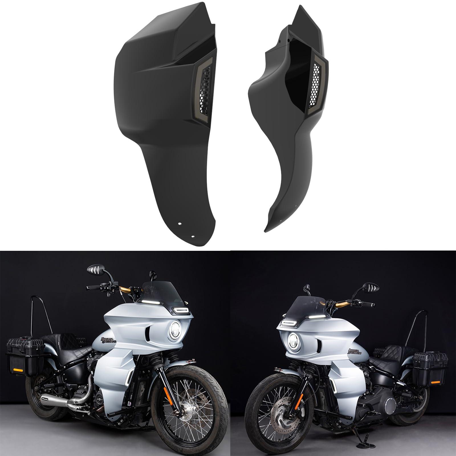 Amazon.com: Advanblack Lowrider Fairing with Low Fairing Led Lights Harley Softail Fairing FXLRT ...