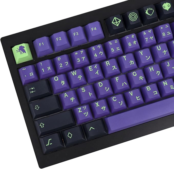 Amazon.com: JOLINTAL Purple Manga Keycaps 130 Keys, EVA Japanese ...