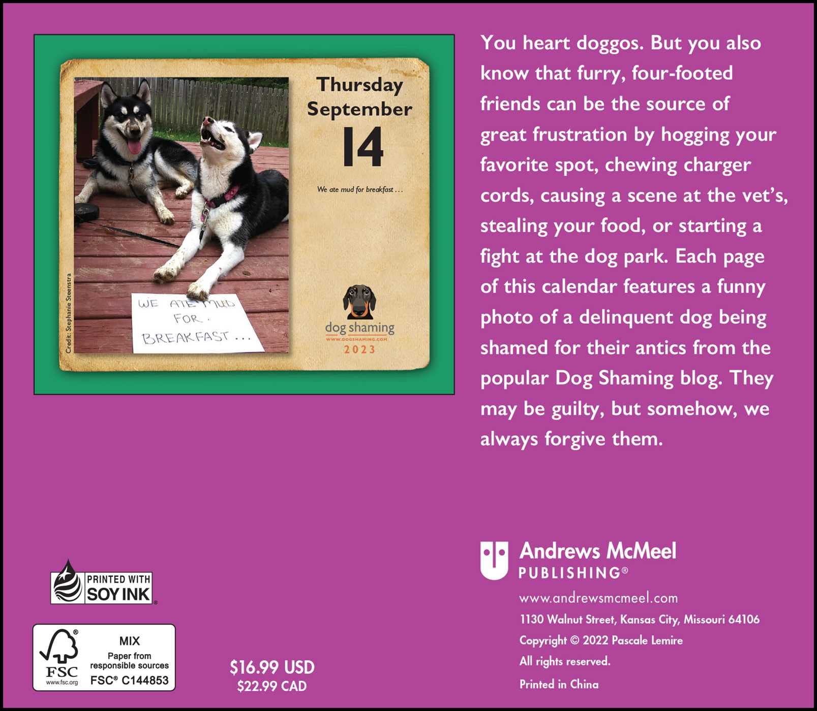 Dog Shaming Calendar 2025