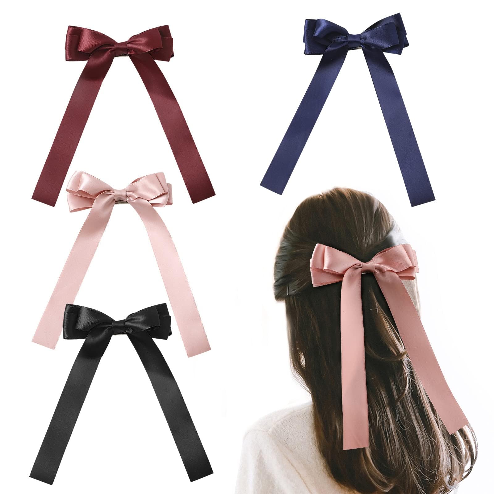 Buy 4 pcs Hair Clips for Women Tassel Ribbon Bowknot Hair Clips with ...