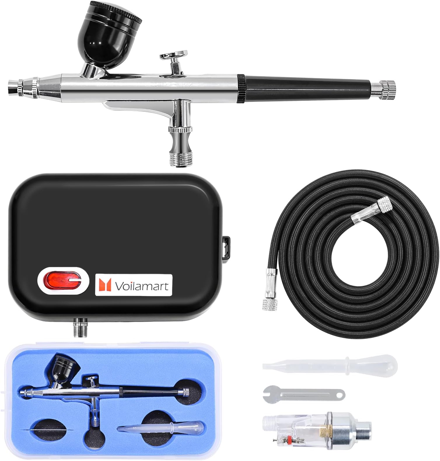 SAGUD Airbrush Kit with Mini Air Brush Compressor Dual - Action Gravity ...