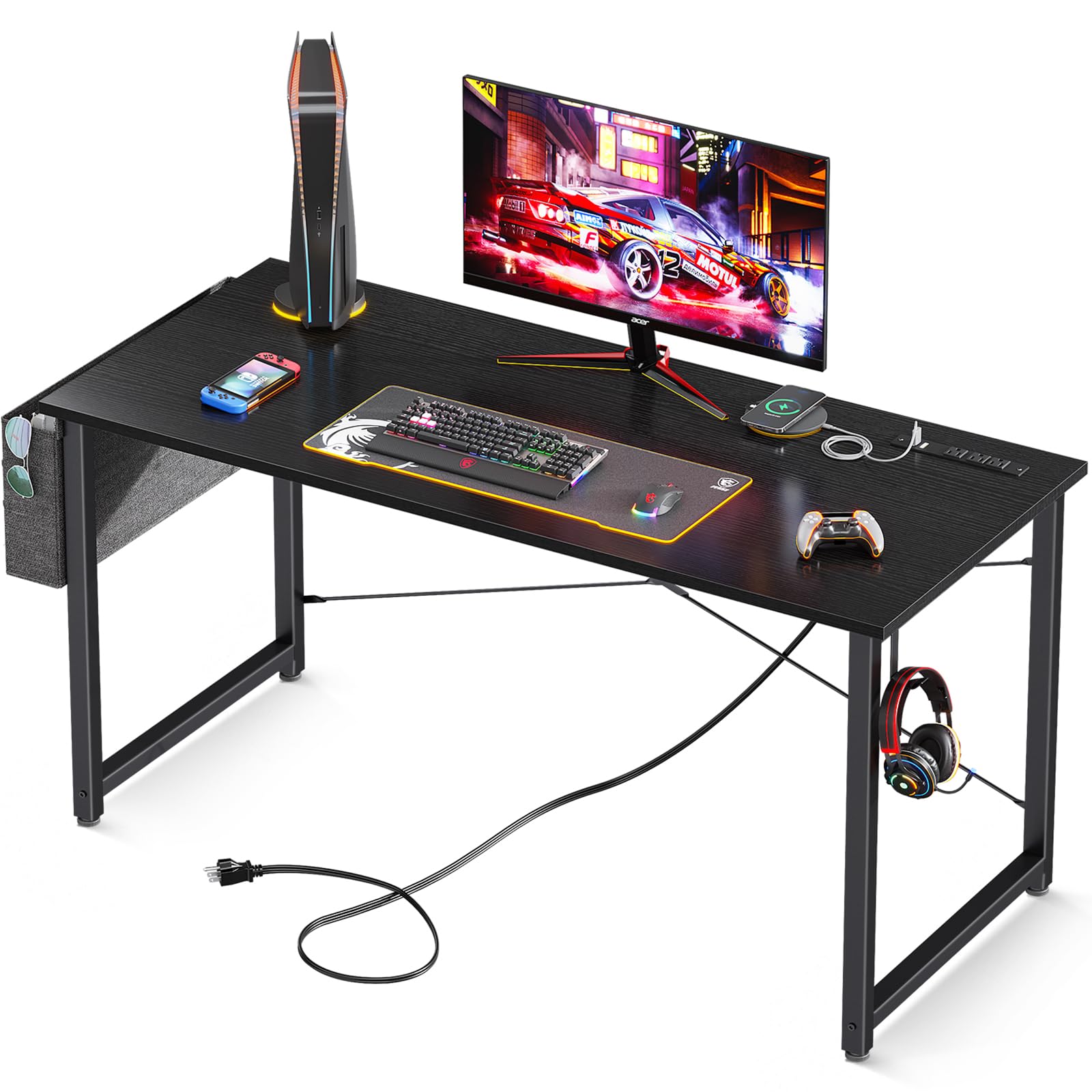 Amazon.com: AODK 48 inch Small Computer Desk with Power Outlet for ...