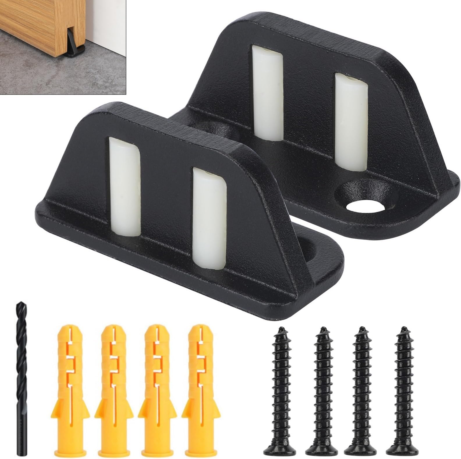 Amazon.com: Homode Barn Door Floor Guide, Matte Black Metal Floor ...