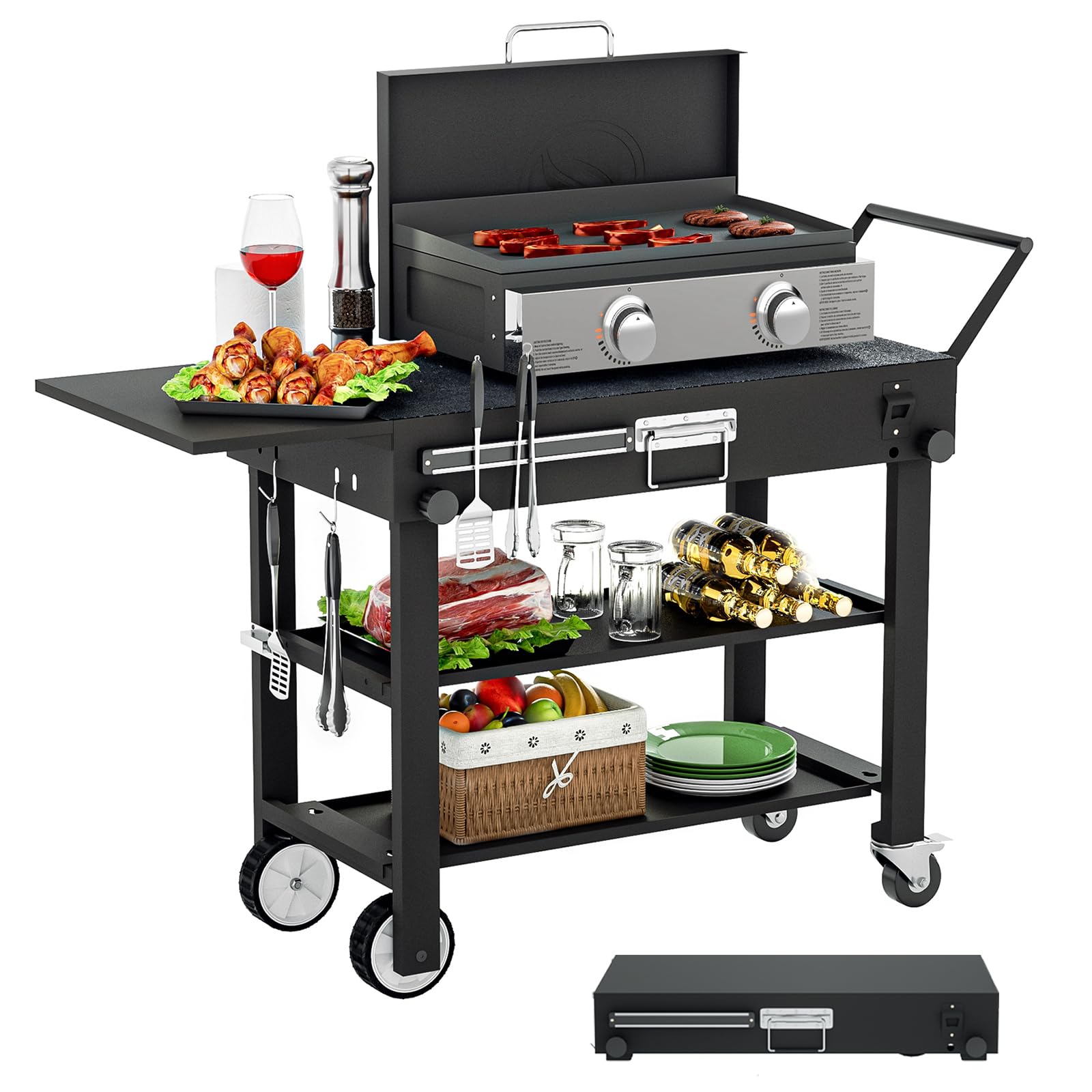 Portable Outdoor Grill Table, Grill cart for The Blackstone Griddle 17 ...