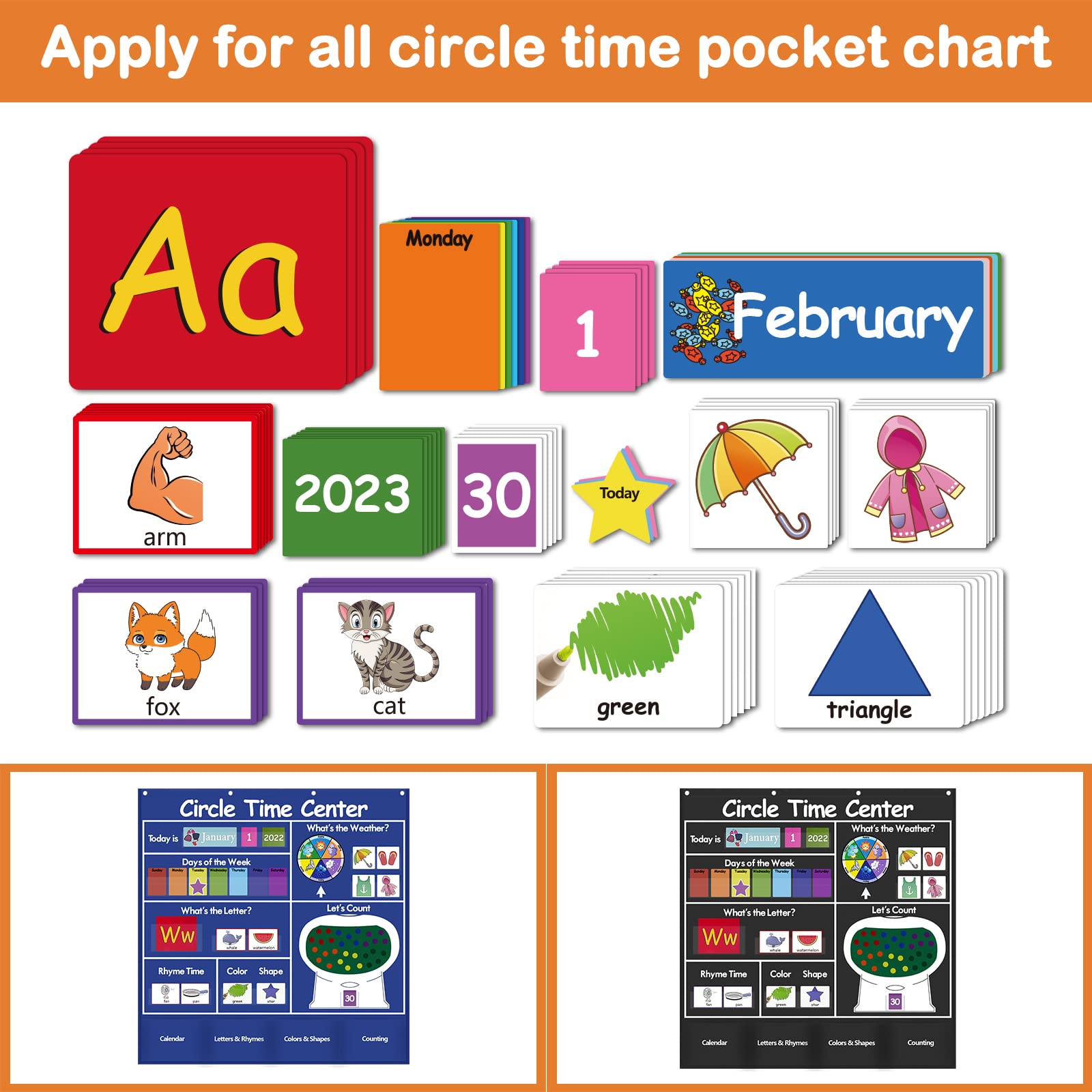 Educational Classroom Calendar Set Circle Learning Time Center Pocket ...