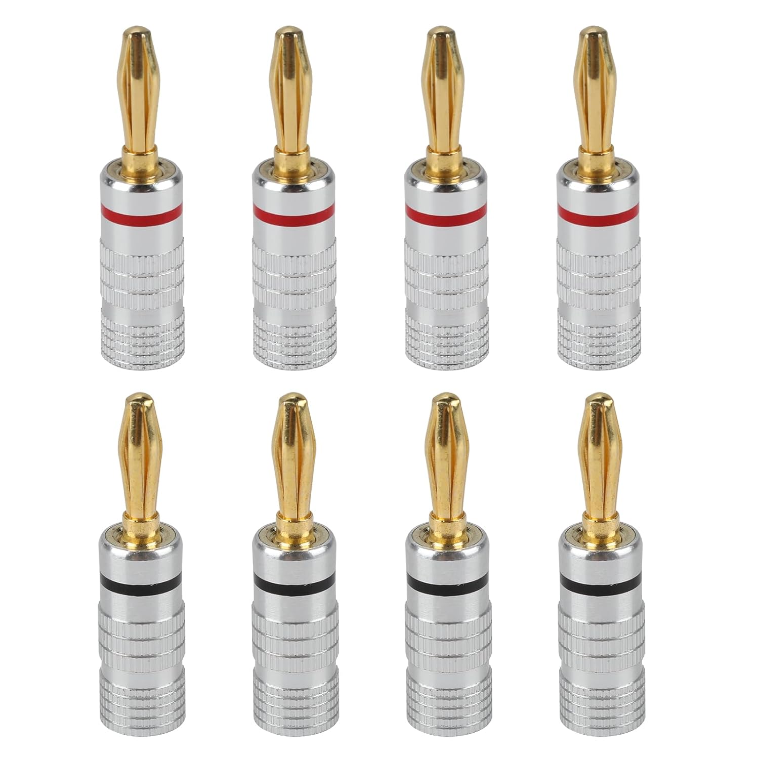 8 Pcs Gold Plated Banana Plugs Speaker, 4mm Banana Plug with Refined ...