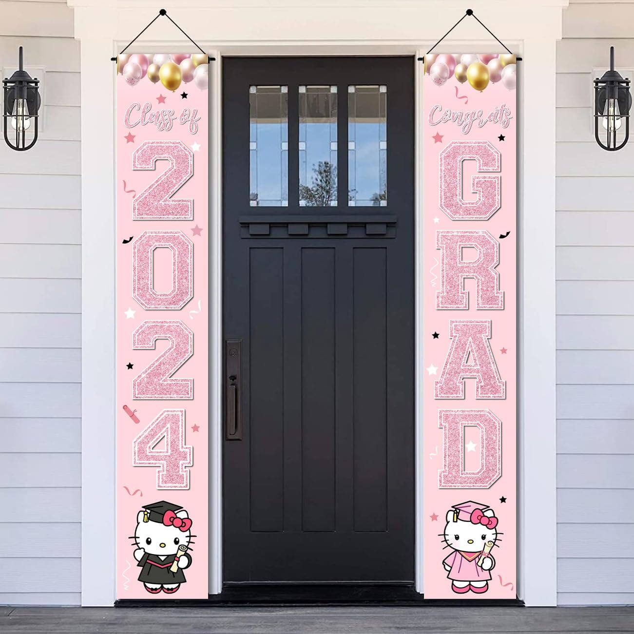 Amazon.com: 2pcs Pink Graduation Decorations Door Banner Graduation ...