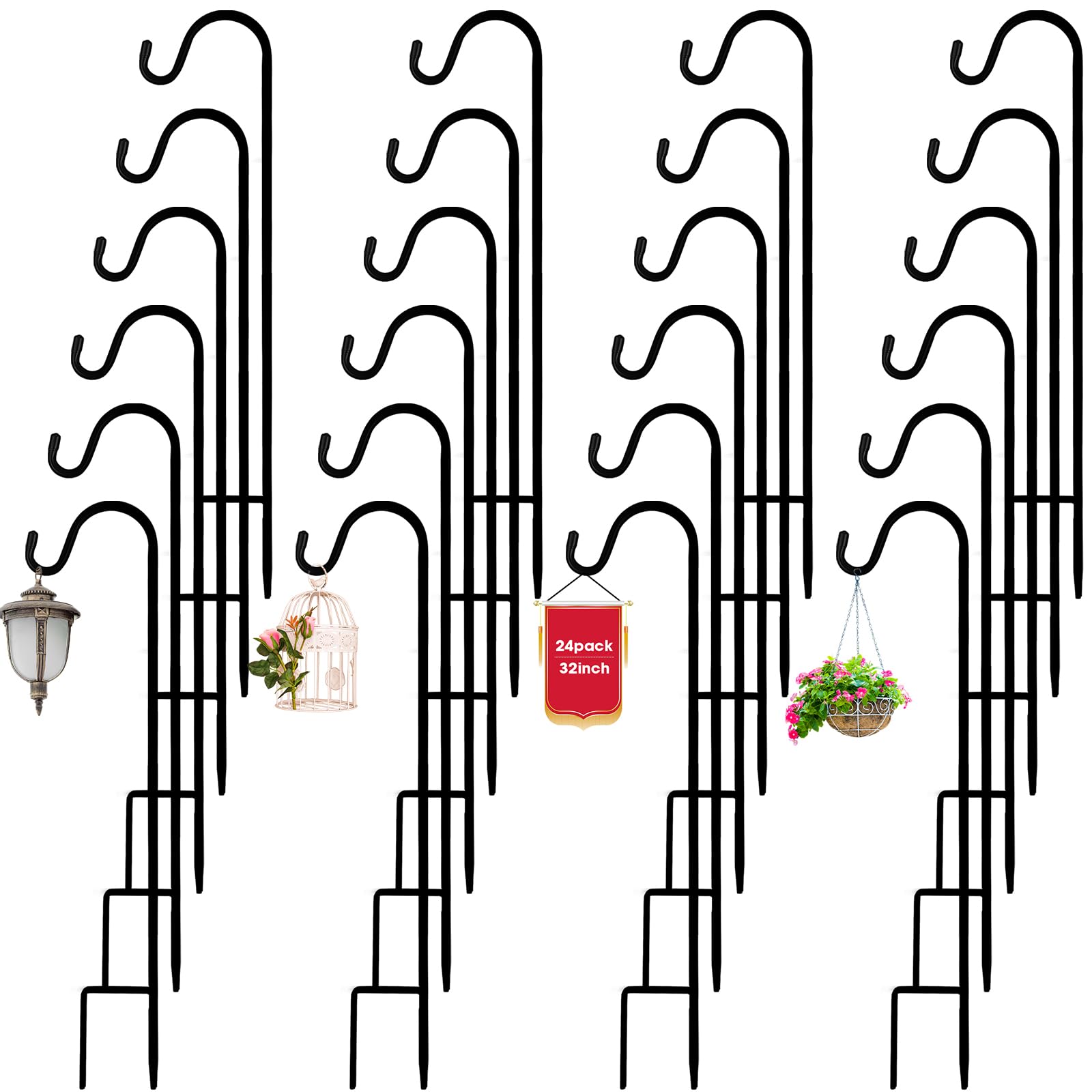 Amazon.com: Hicarer 24 Pack 32 Inch Shepherds Hooks Outdoor Plant ...