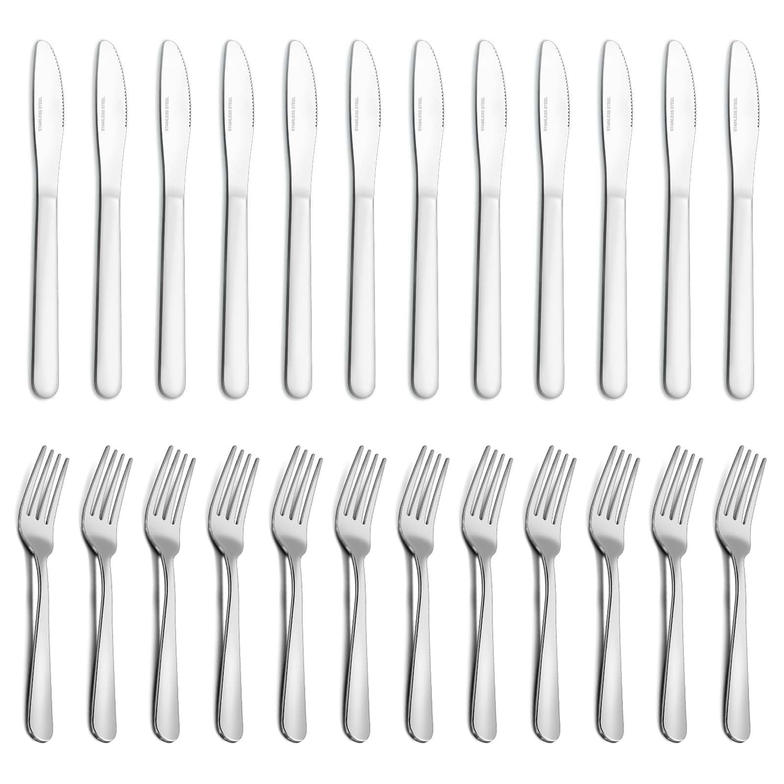 Amazon.com: 48-Piece Forks and Knives Silverware Set, Funnydin ...