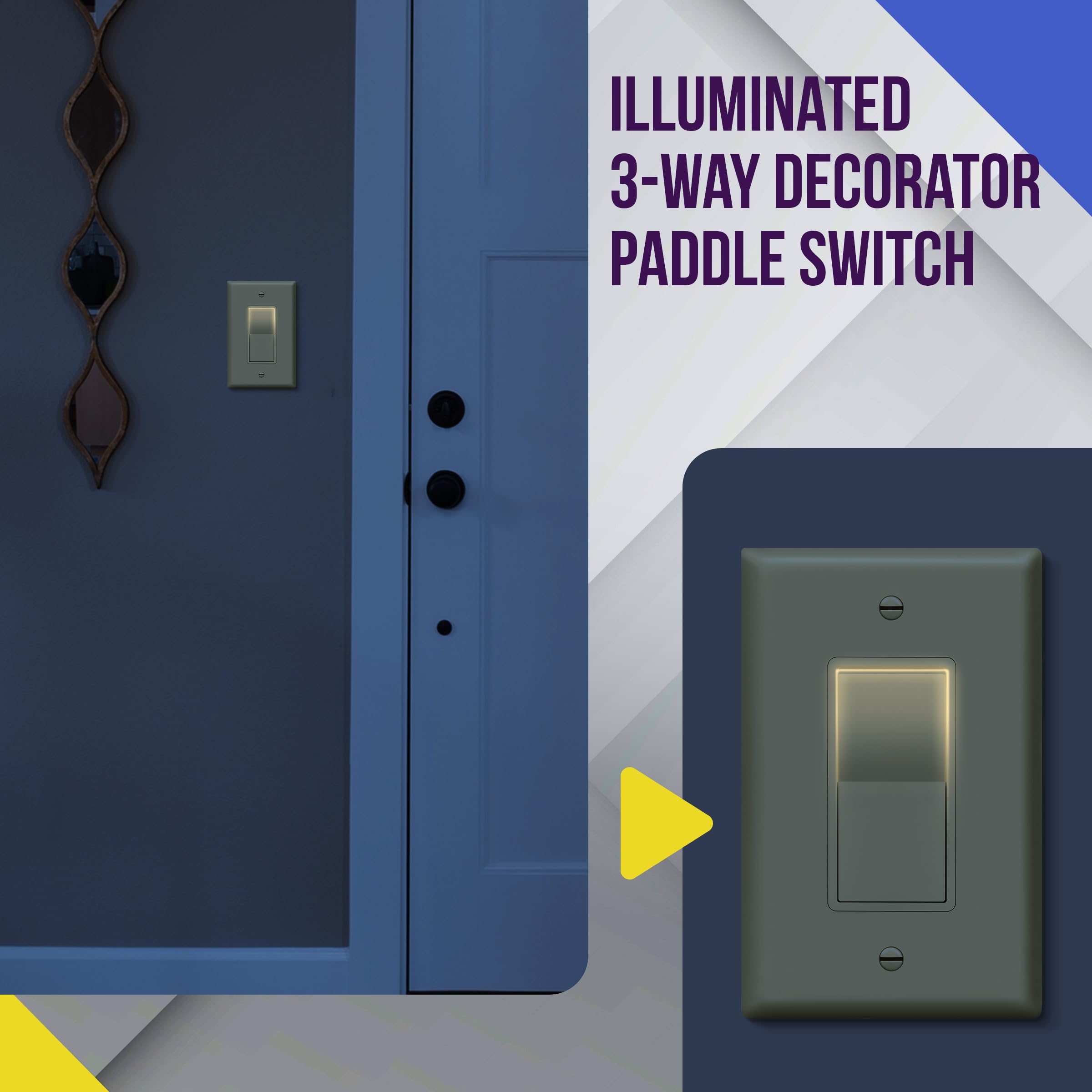 Snapklik.com : Illuminated 3-Way Decorator Paddle Light Switch, Three ...