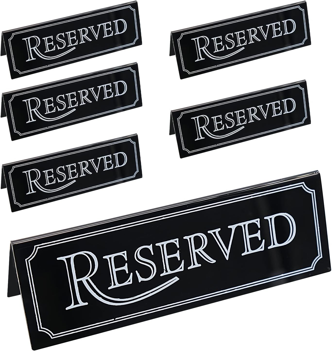 6 Pieces Reserved Signs for Tables, Black Double Sided Acrylic Tabletop ...