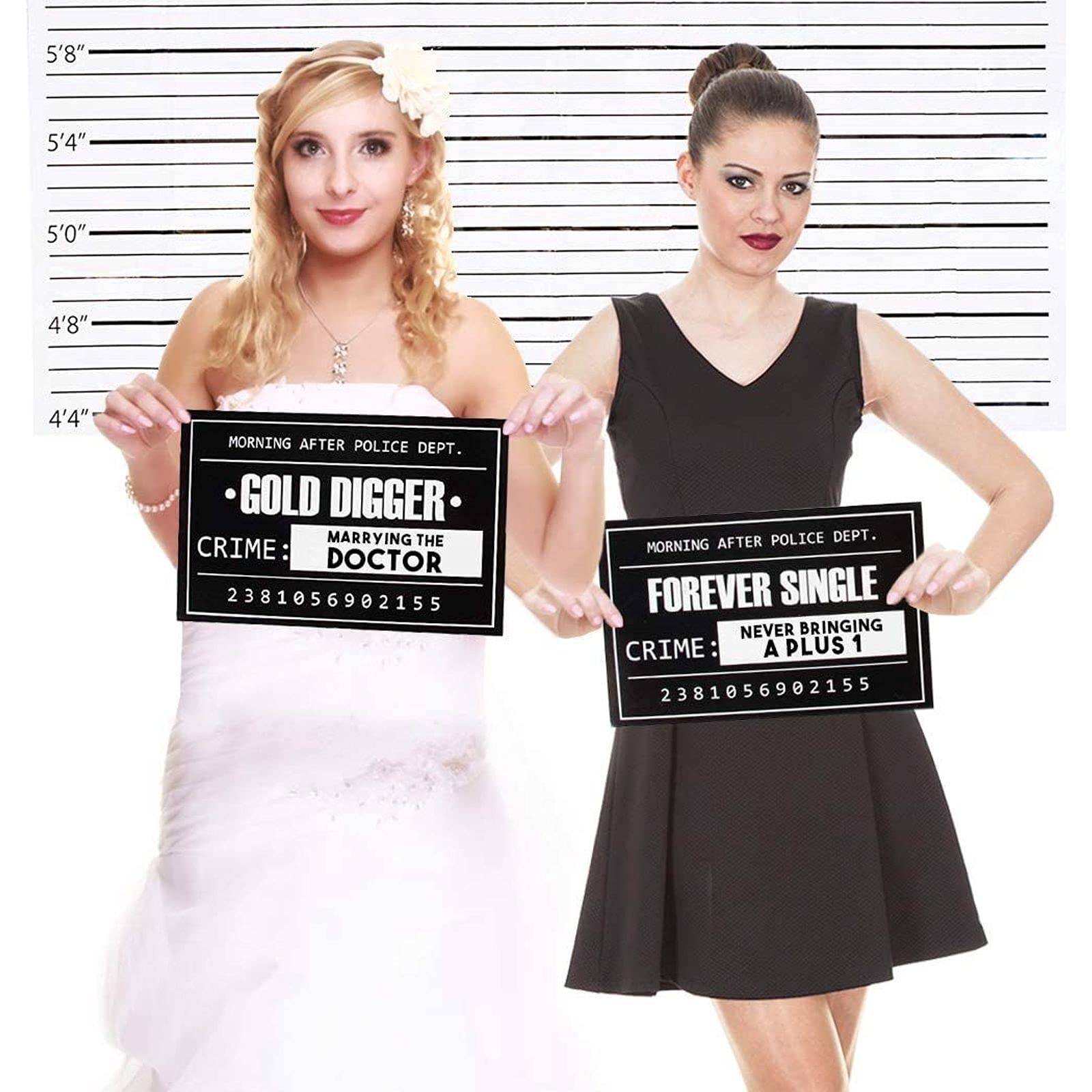 Mugshot Signs - 25 Photo-Booth Props with Height Chart Backdrop Poster ...