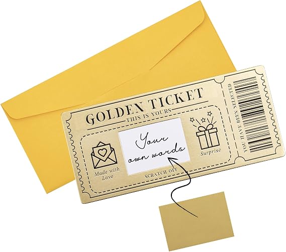 Golden Ticket Scratch-off Cards with Envelopes, Scratch & Reveal ...