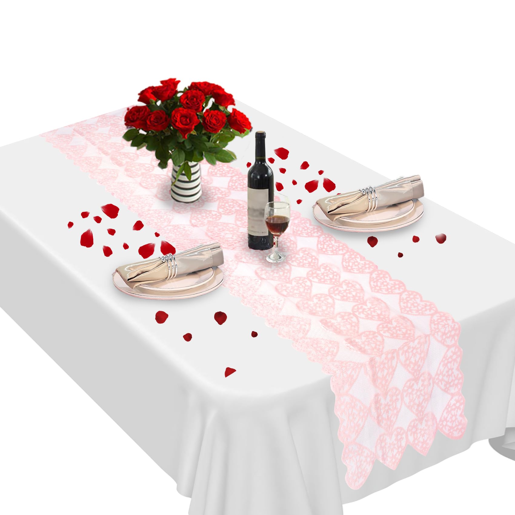 Amazon.com: Valentines Table Runner, Valentine Heart Lace Table Runner ...
