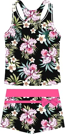 Amazon.com: Belovecol Big Kid, Girls Two Piece Sports Floral Halter ...