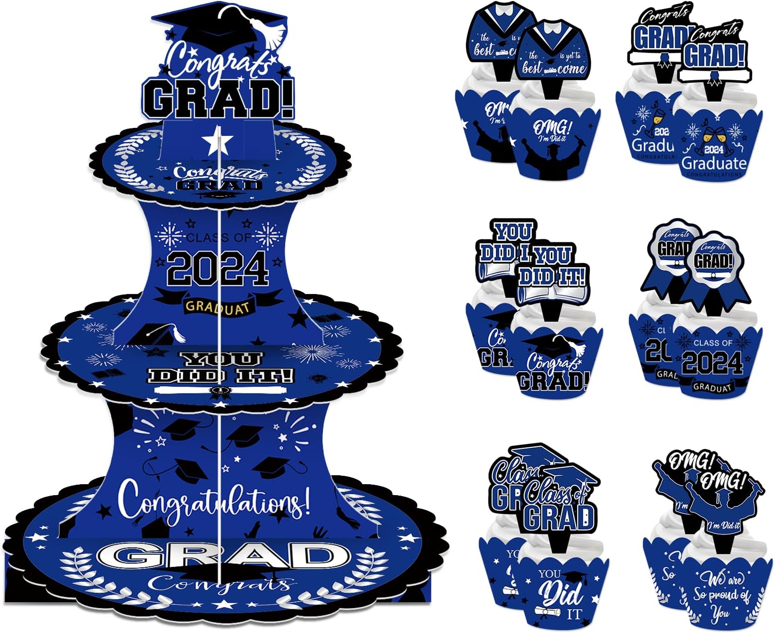 Amazon.com: Graduation Cupcake Stands with String Light 3 Tier ...