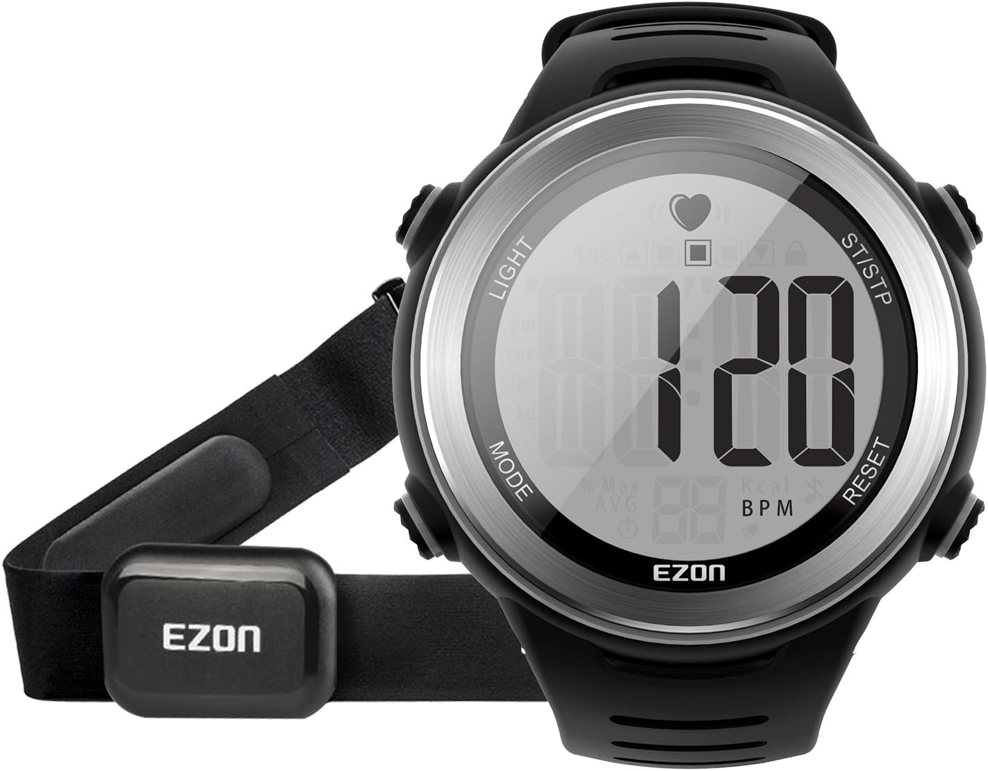 EZON Heart Rate Monitor and Chest Strap, Exercise Heart Rate Monitor, Sports Watch with HRM ...