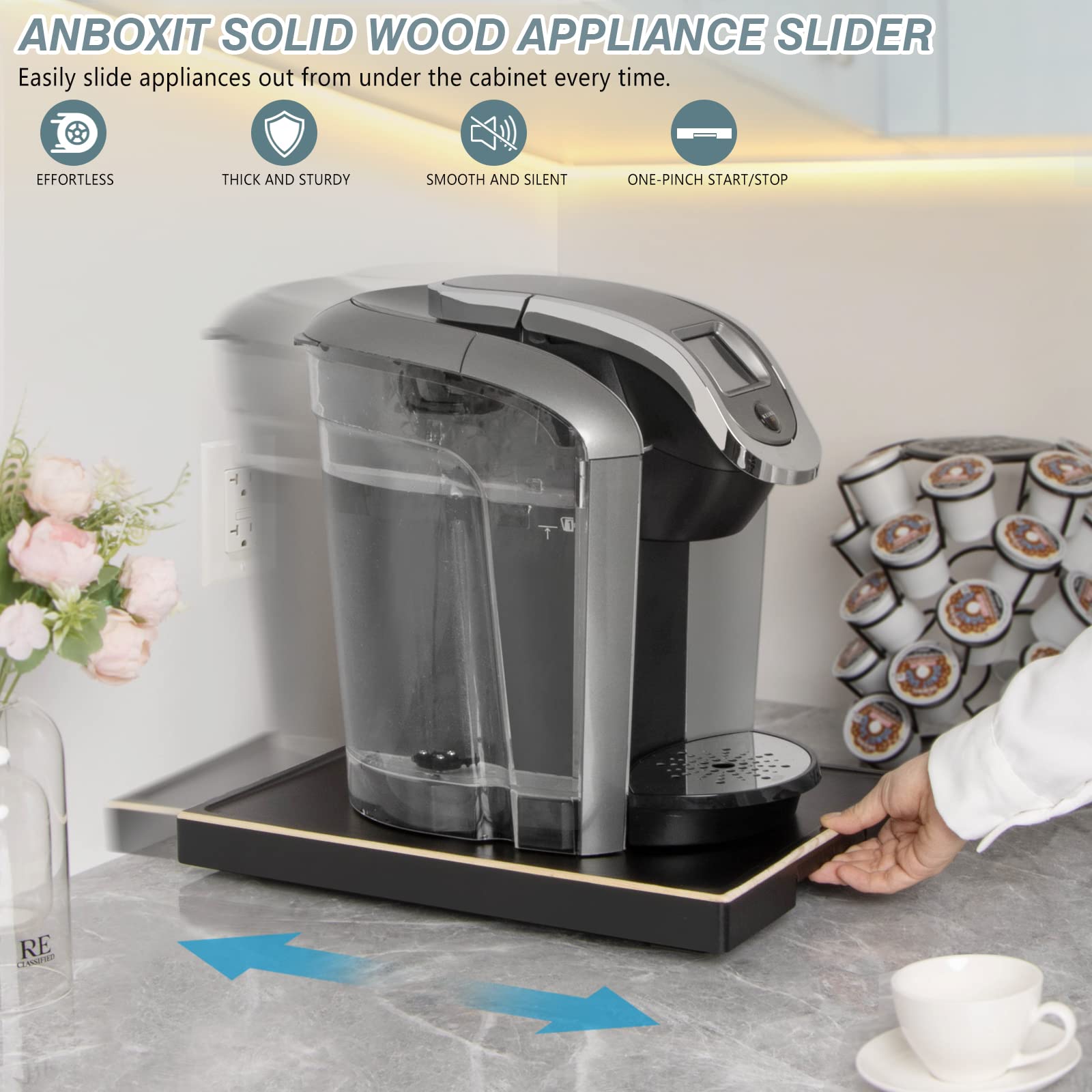 Snapklik.com : ANBOXIT Appliance Slider, Wooden Sliding Tray For Coffee ...