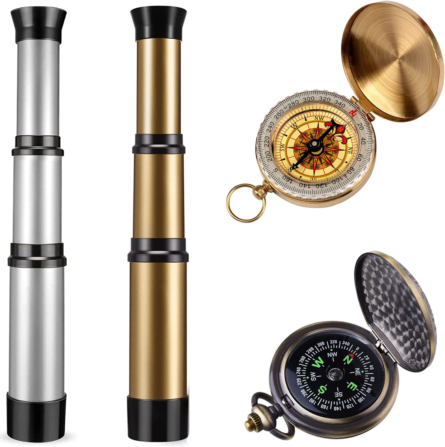 Amazon.com: Kids Pirate Telescope & Compass Toy Kits 4pcs Pack Plastic ...