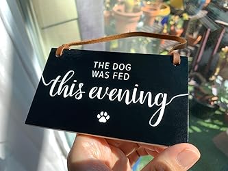 Amazon.com : PYROH Sign Dog Fed or Feed Reminder Cute Hanging Sign ...
