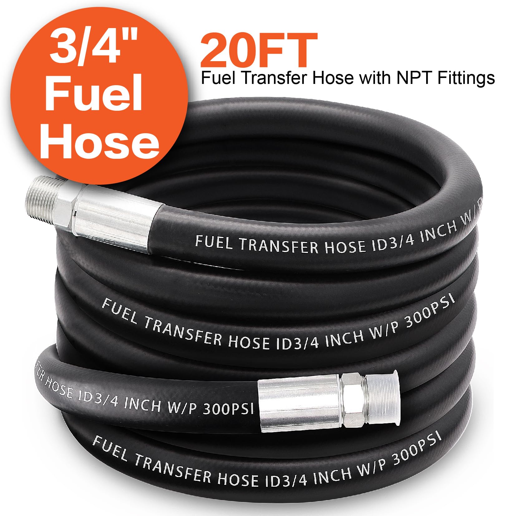Diesel Gasoline Transfer Hose Jeemiter 3/4" X 10ft Fuel Transfer Hose ...