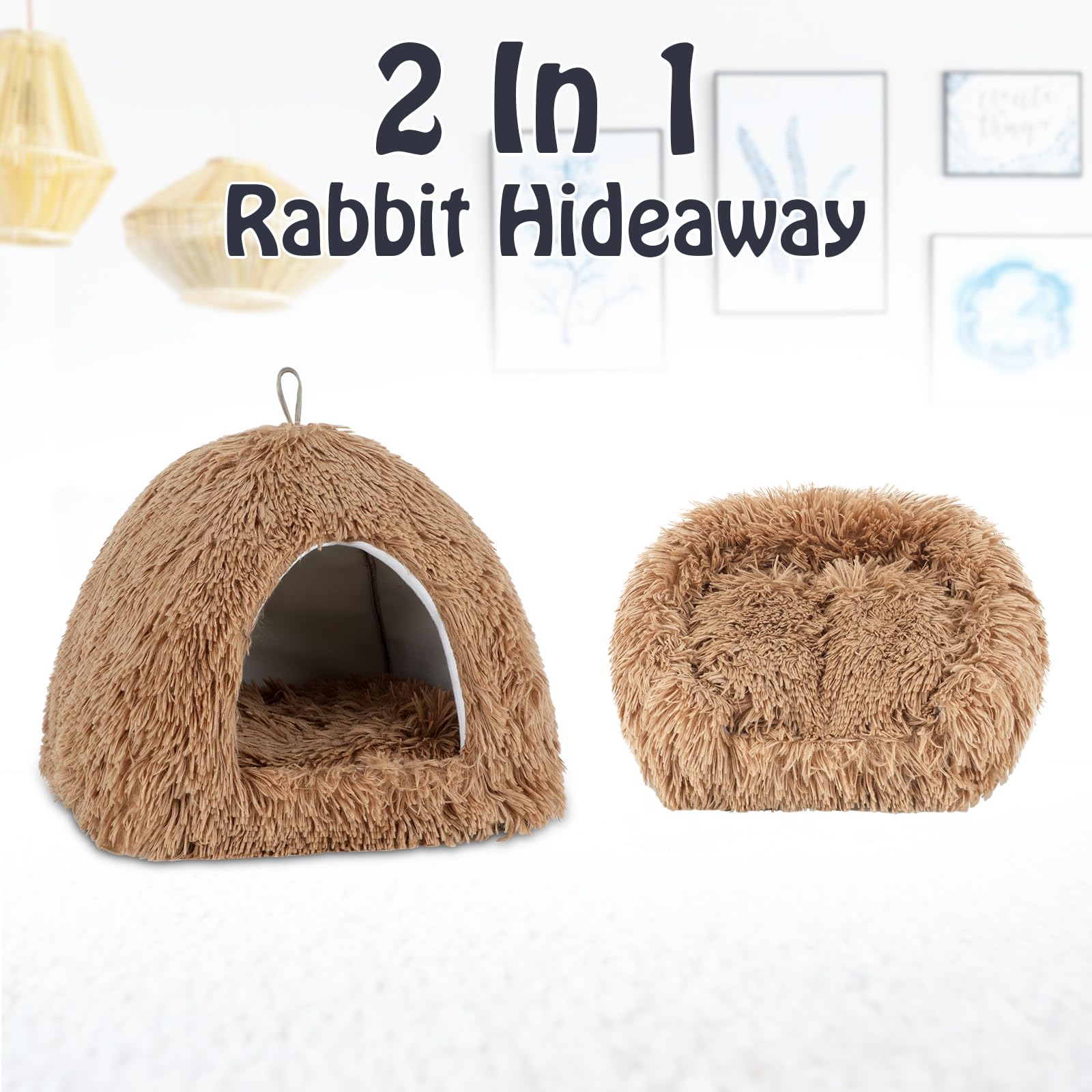 Snapklik.com : YUEPET Rabbit Bed And Hideout, Warm Calming Cave Bed For ...