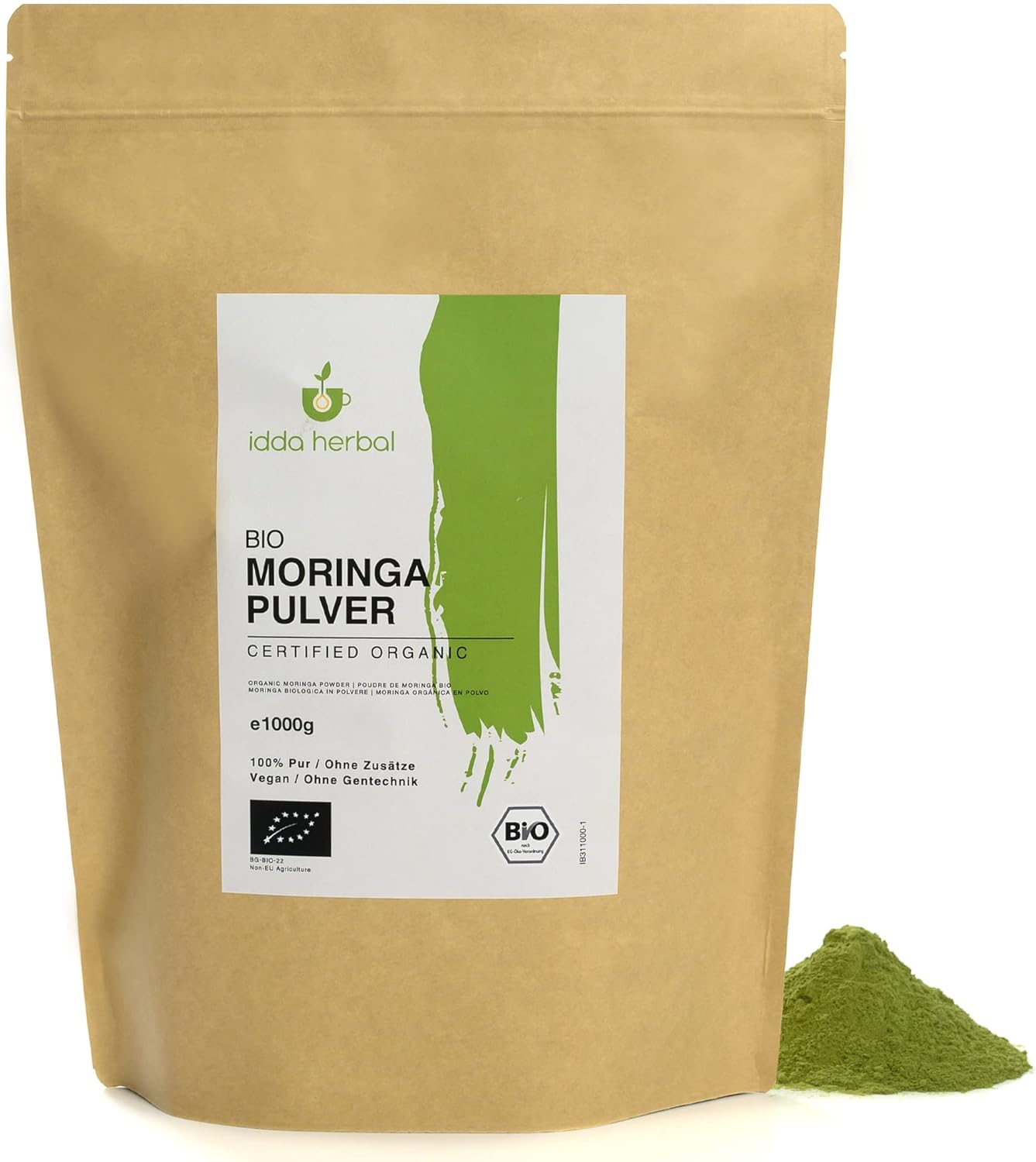 Organic Moringa Powder (1kg, 2.2lb), Dried and Gently Ground Moringa ...