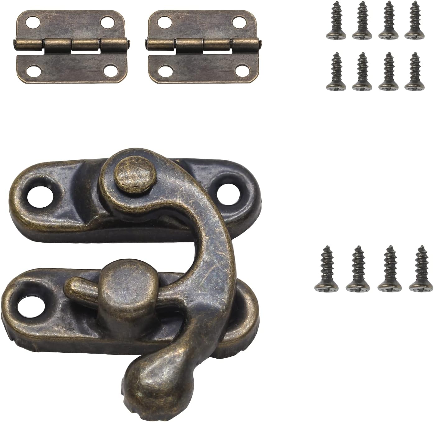 Kyuionty Antique Bronze Right Latch Hook Hasp, Small Box Hinges and ...