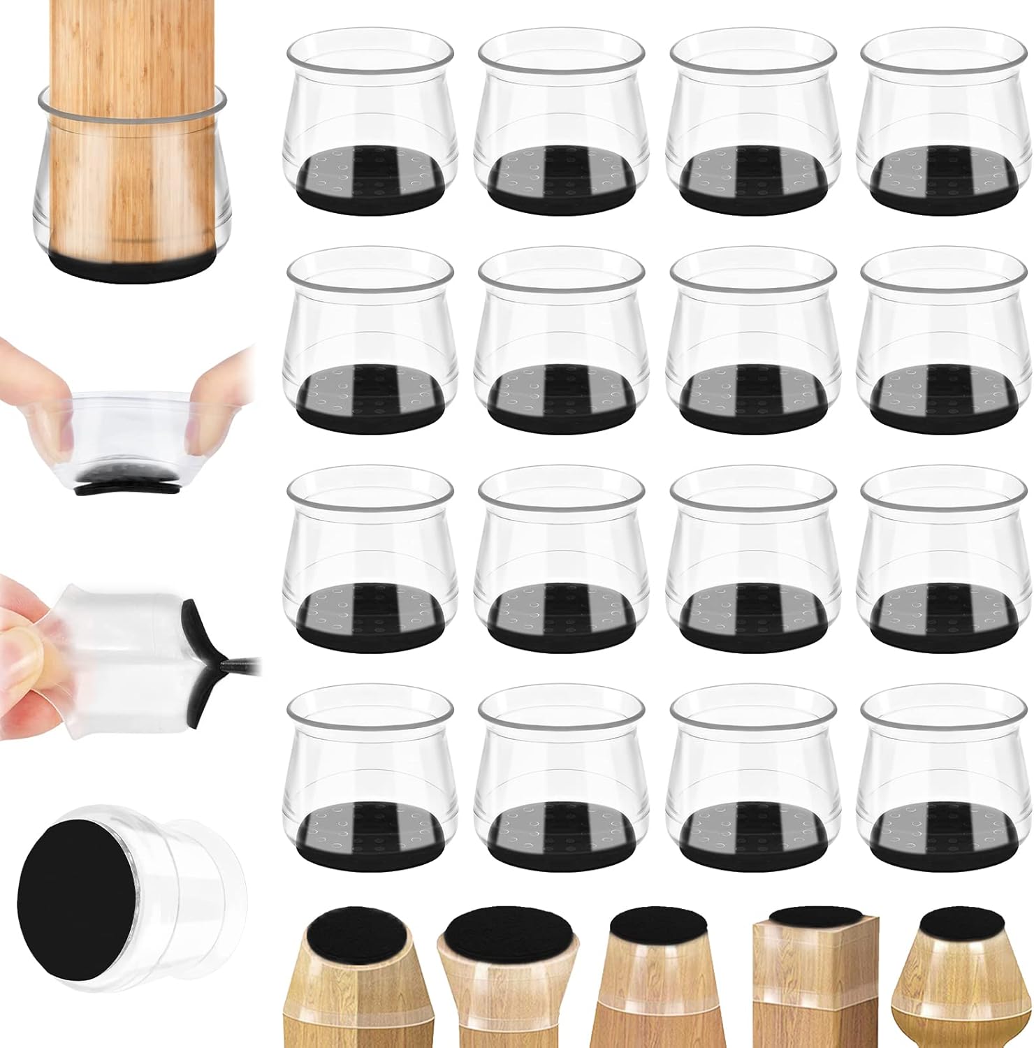 Chair Leg Floor Protectors 16Pcs Silicone Covers to Protect Floors Felt ...