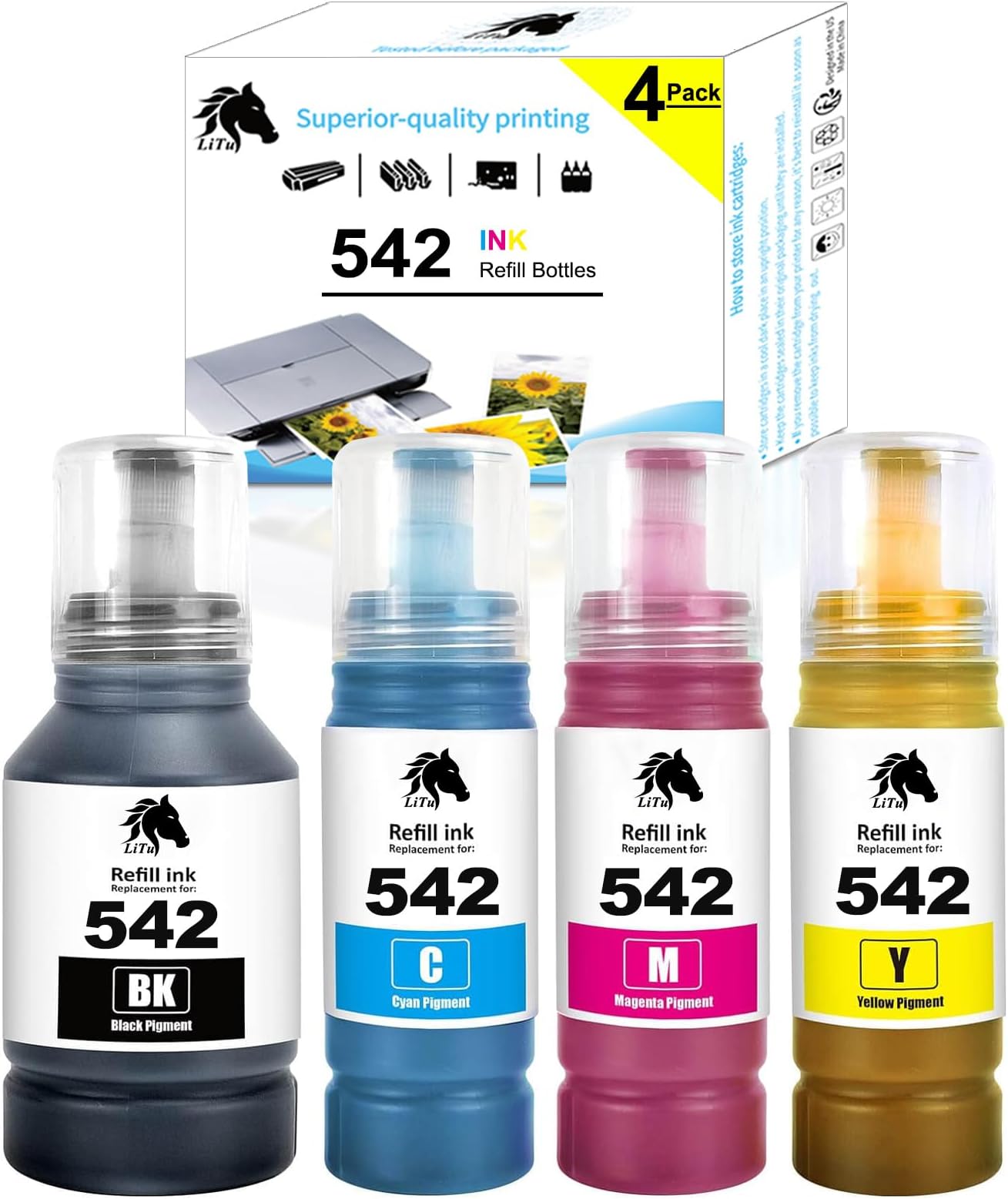 Amazon.com: 542 Ink Refill Bottles Compatible for Eco tank Pro ET-5150 ...