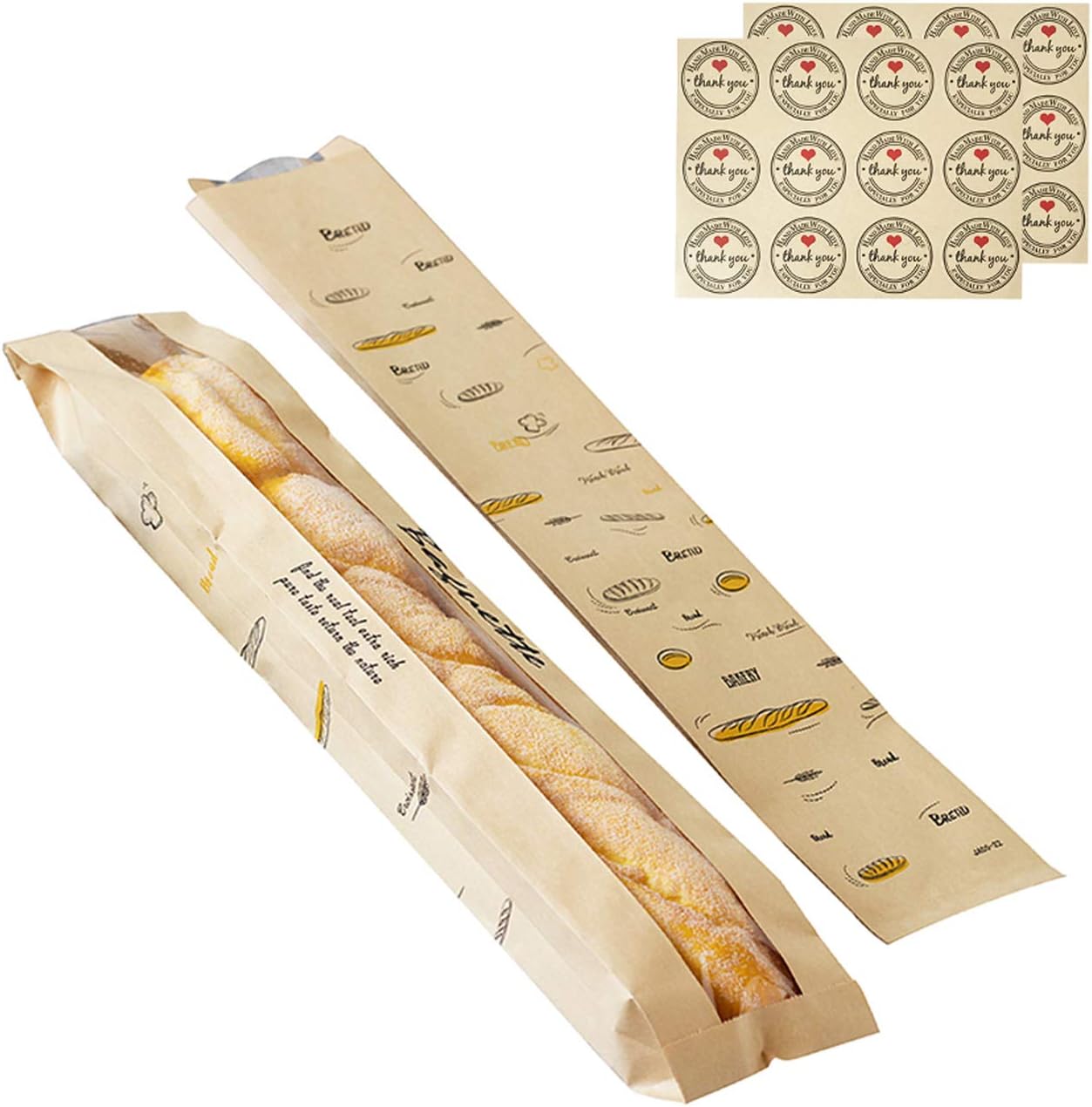 Amazon.com: Lesibag Baguette Bread Fresh Plastic Bag 10" x 20‘’ Mirco ...