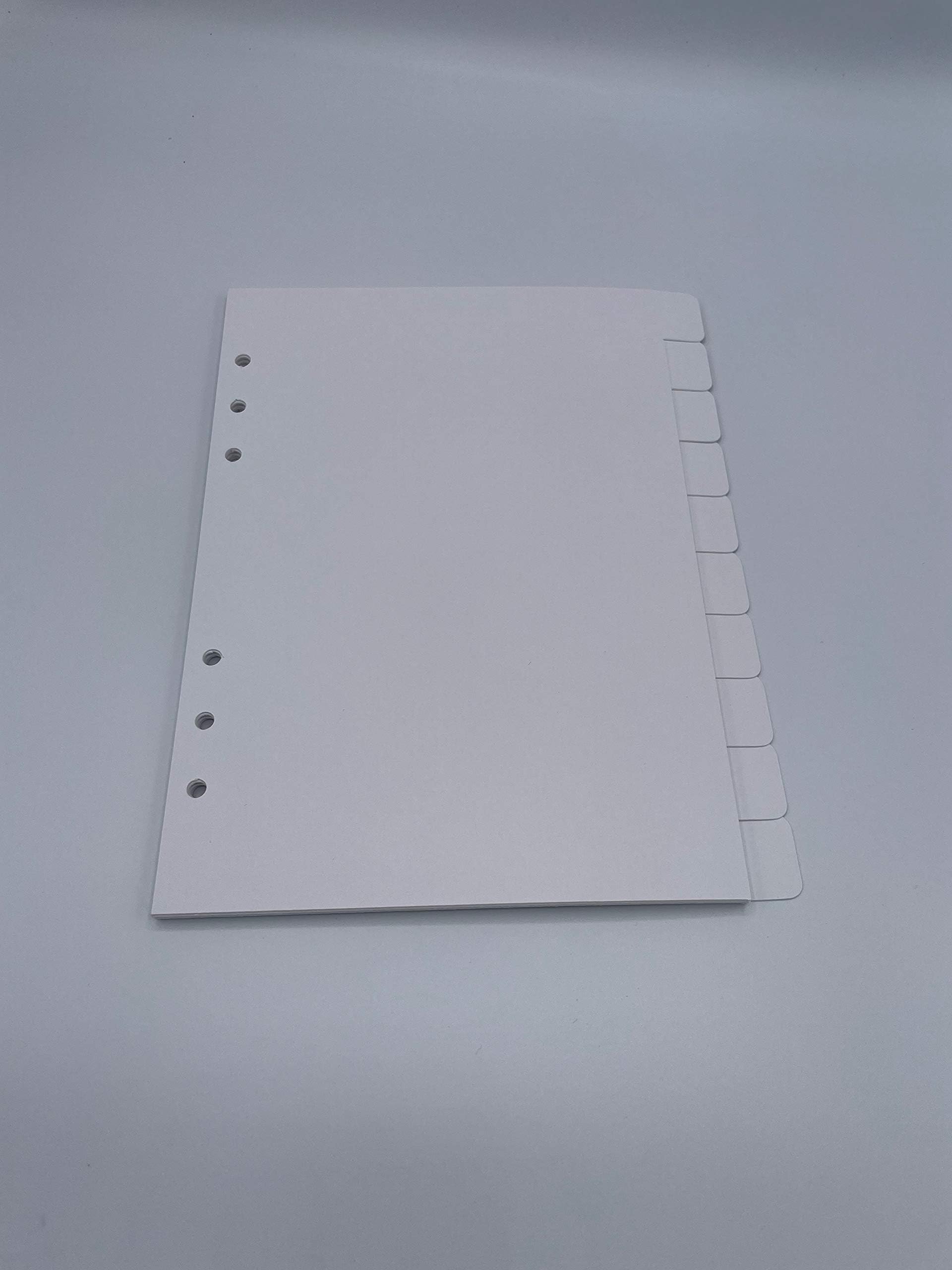 A5 Set of 10 White Dividers - 10 Part A5 Subject Dividers with ...