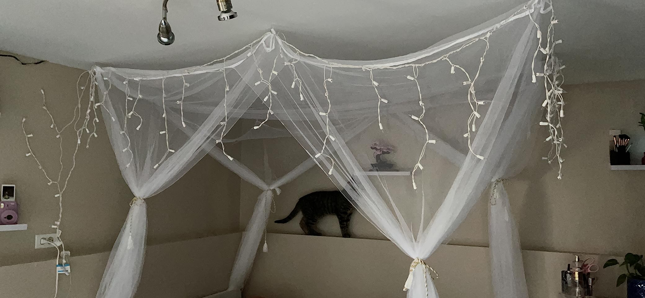 $6/mo - Finance 8 Corner Bed Canopy with 100 LED Star String Lights ...