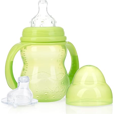 Amazon.com : Nuby 3-Stage Wide Neck No Spill Bottle with Handles and Non-Drip Juice Spout, 3 ...