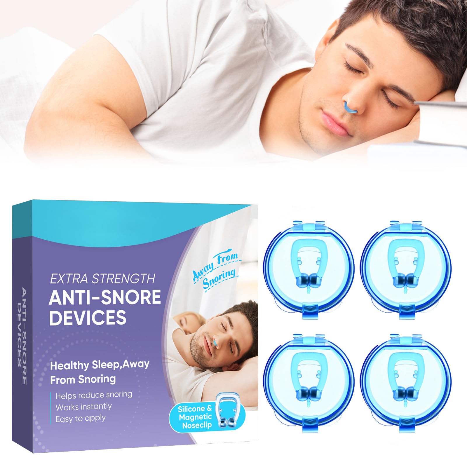 Magnetic Nose Strip, 4pcs Reusable Anti Snoring Devices, Snoring ...