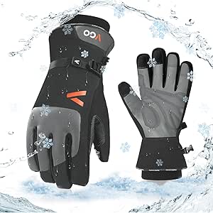 Vgo... -20/-4F Winter Work Gloves - Waterproof Insulated Cow Leather Gloves (1 Pair, M, Black ...