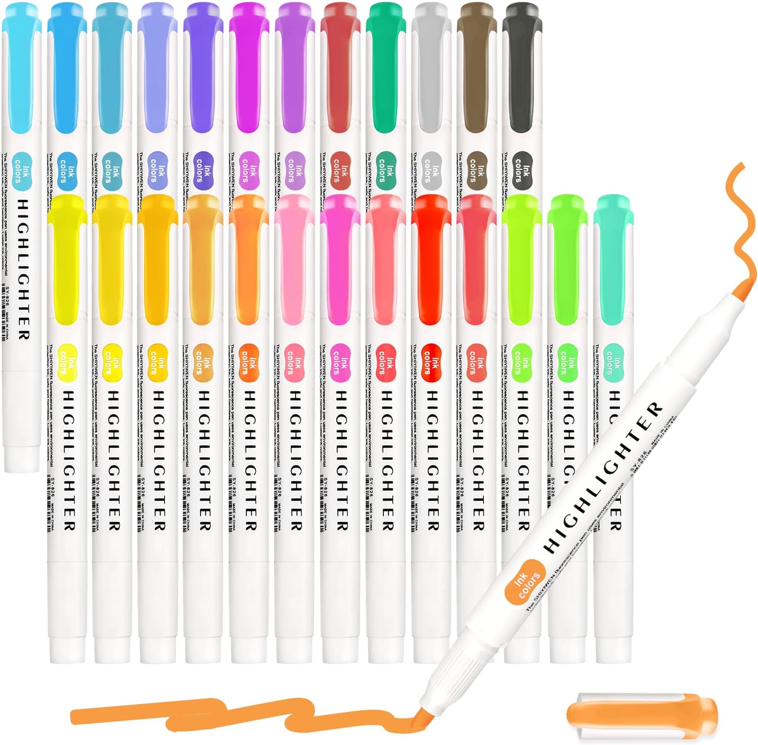 Funnasting Highlighters Pens, 25 Colors Mild Highlighters, Dual Tip ...