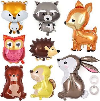 Amazon.com: Woodland Animal Balloons, 8 Pcs Large Cute Forest Animal ...