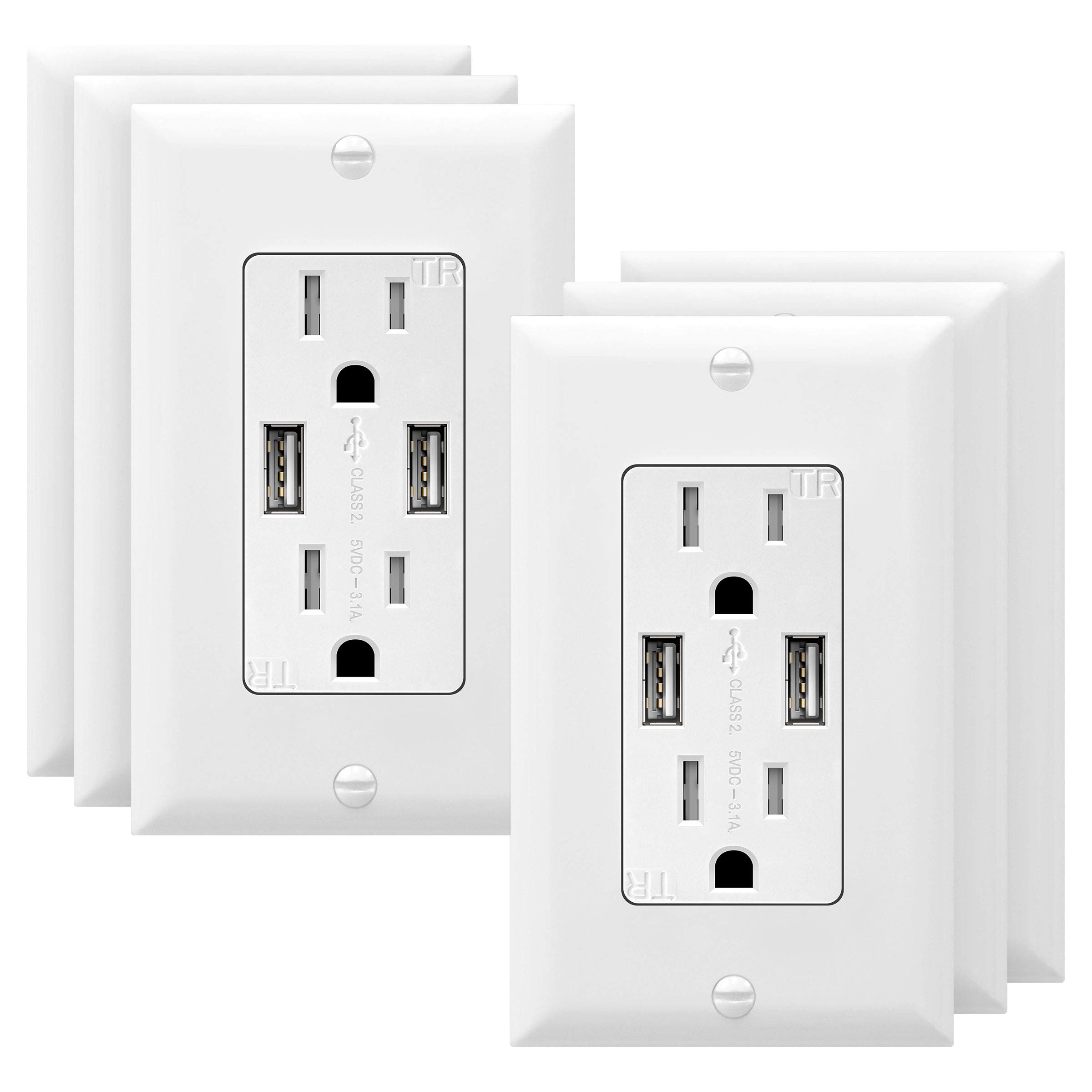 TOPGREENER 3.6A USB Wall Outlet Charger(Upgraded), 15A Duplex Tamper ...